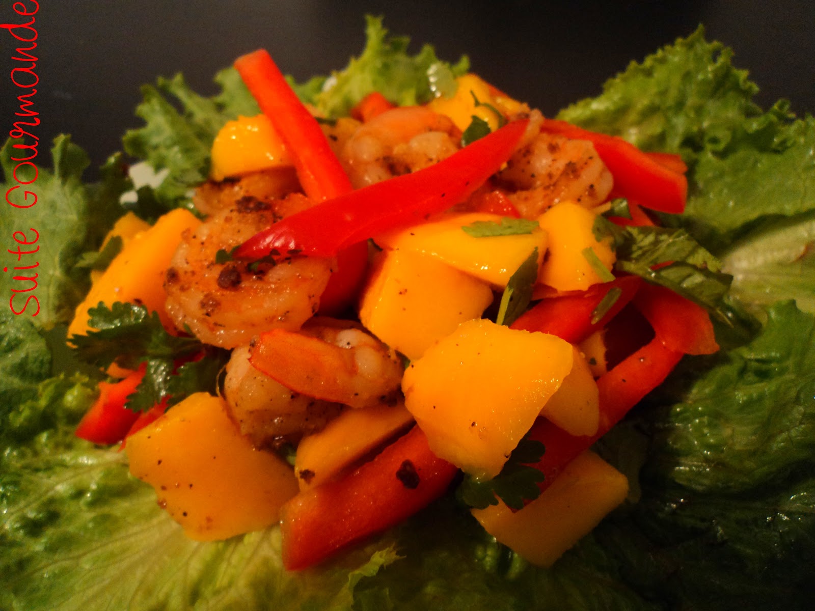 Suite Gourmande Salade Exotique Crevettes Mangue Coriandre