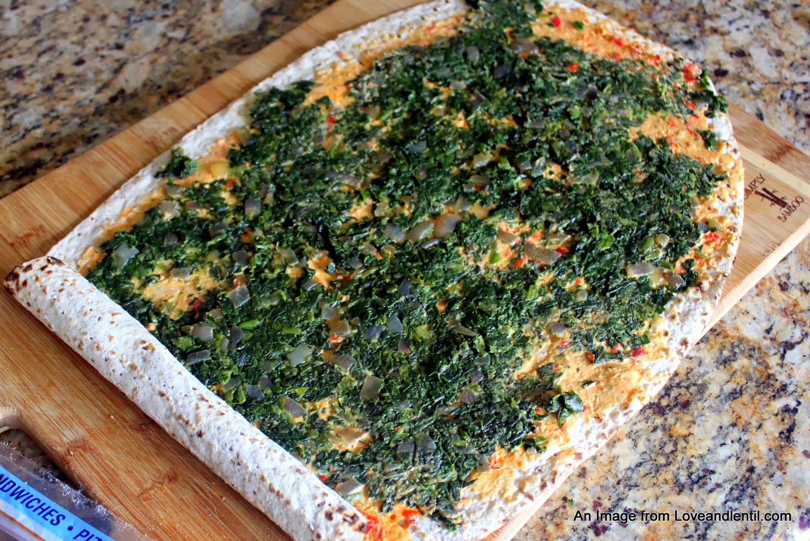 Love & Lentil: Onion Spinach Lavash Rolls