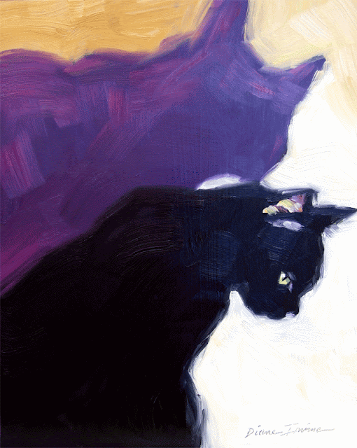Paintings From the Parlor: Black Cat, Purple Shadow - Original Oil ...