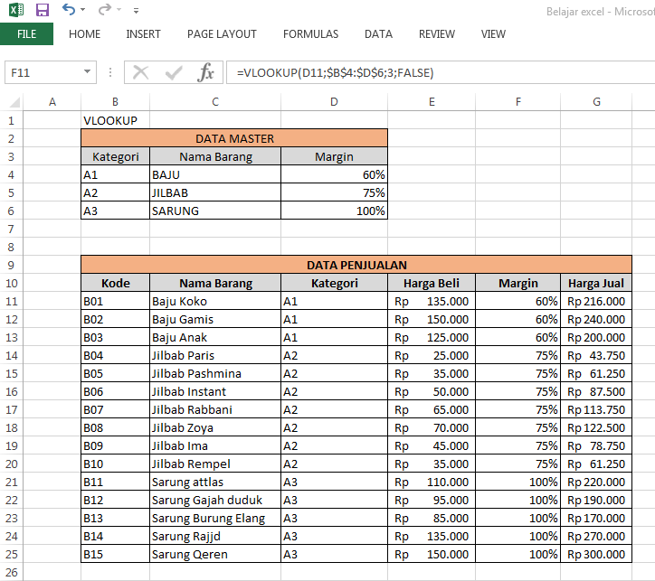 FUNGSI VLOOKUP DAN HLOOKUP - Belajar Rumus Excel Beserta Contohnya