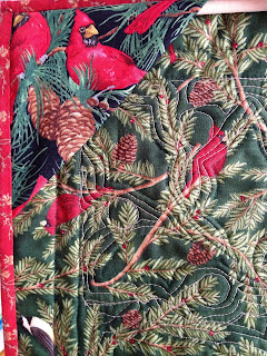Karen's Quilts, Crows and Cardinals: First 2013 Finish - New Red Bird FMQ