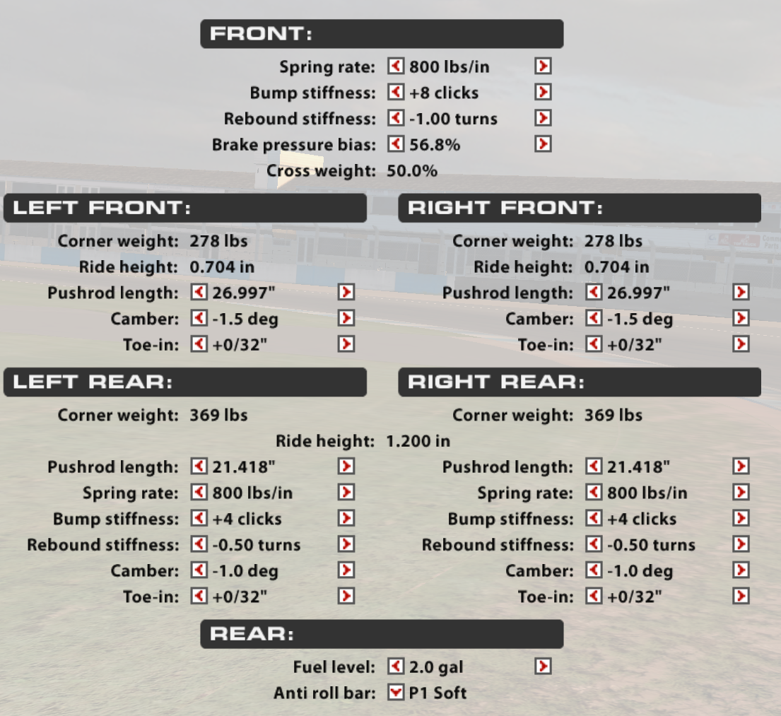 WS Speed Analytics: Setup Training, Chassis settings for the iRacing FR2.0