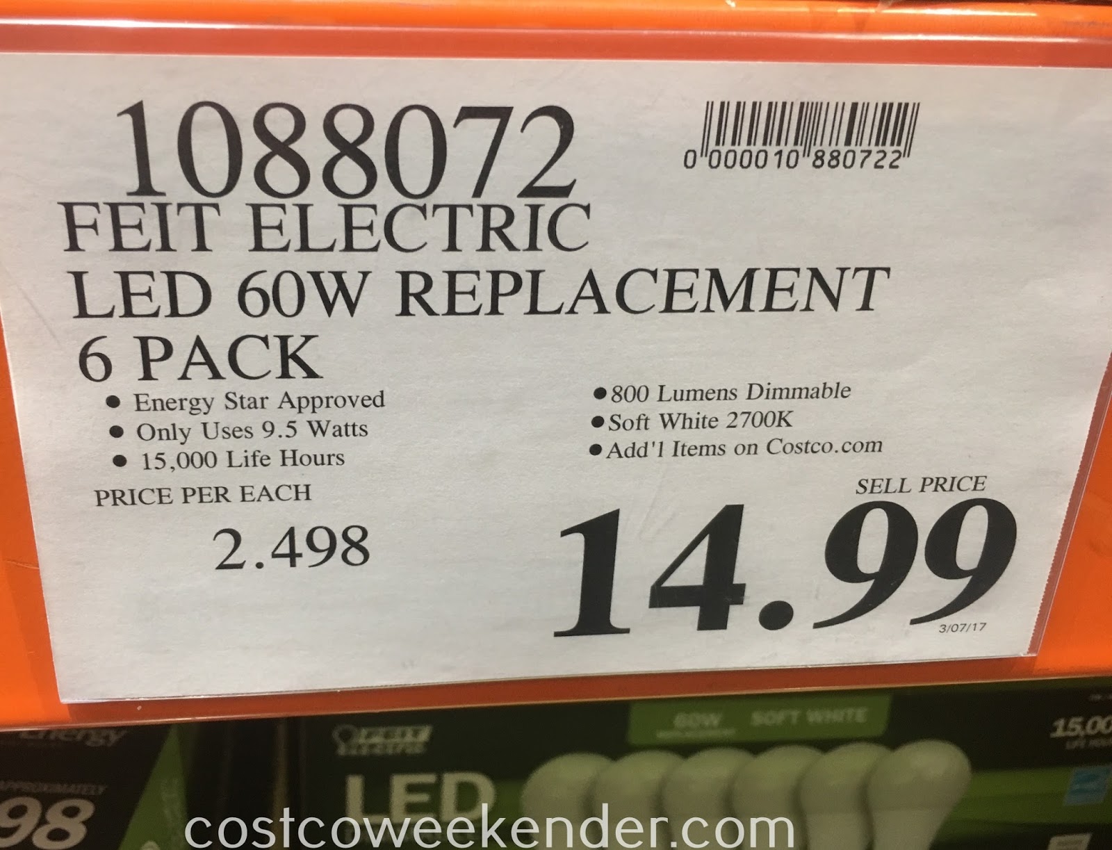 Feit Electric 60-watt Replacement LED Dimmable Bulbs (6 pack) | Costco ...