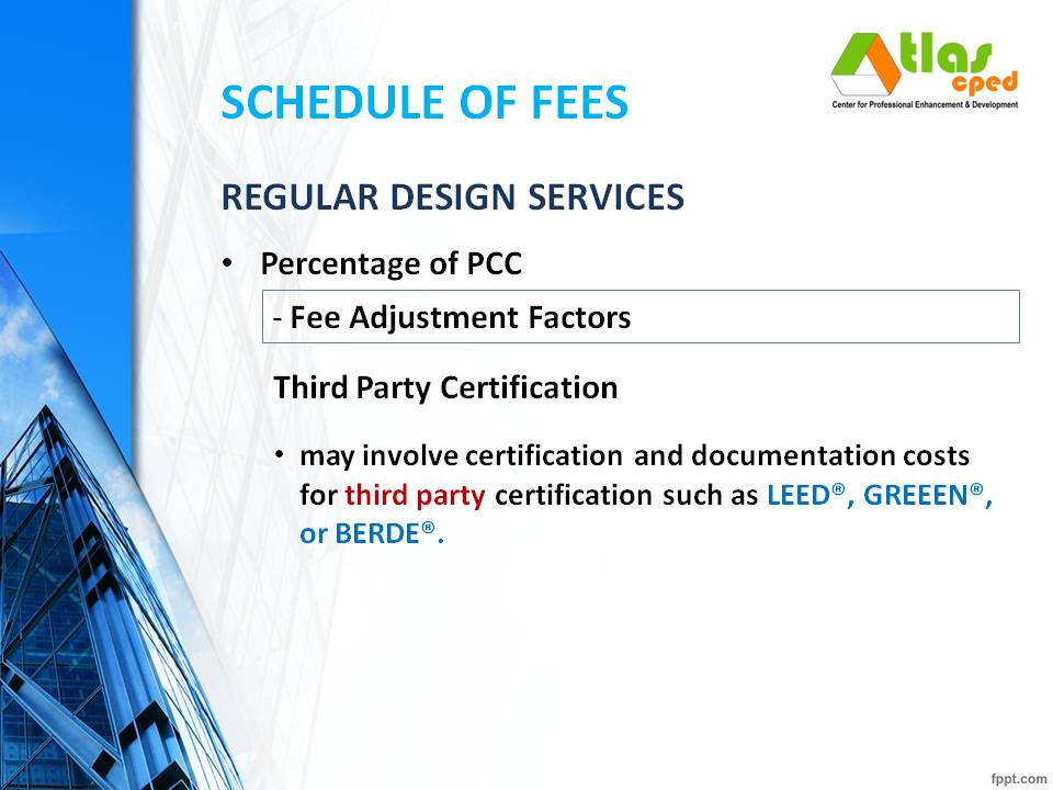 Architects' Guidelines: Methods of Compensation and Schedule of Fees ...