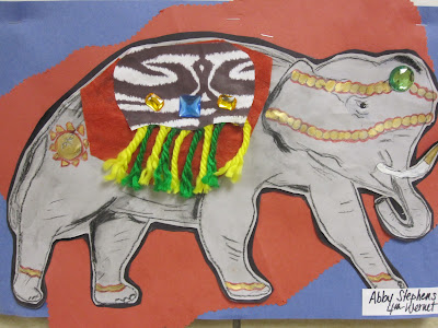 Lake and Hartville Elementary Art: Painted Elephants of India 4th Grade Art