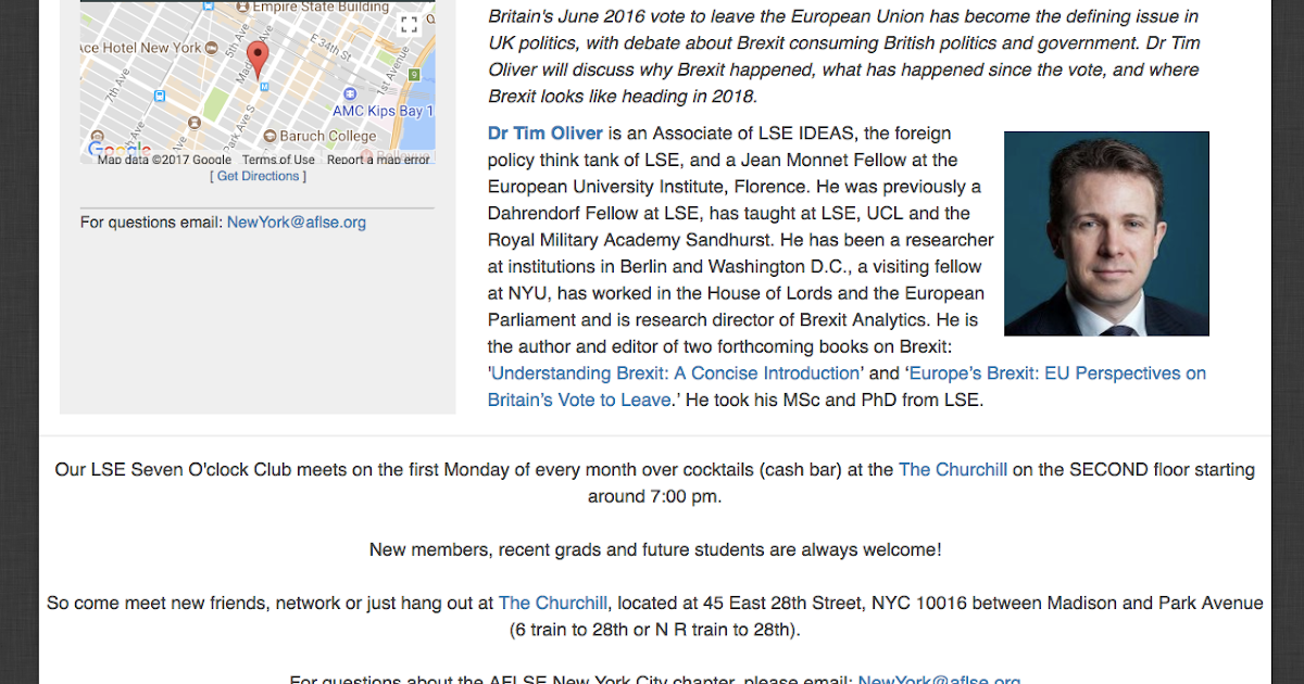Dr Tim Oliver Speaking On Brexit In New York 5 February