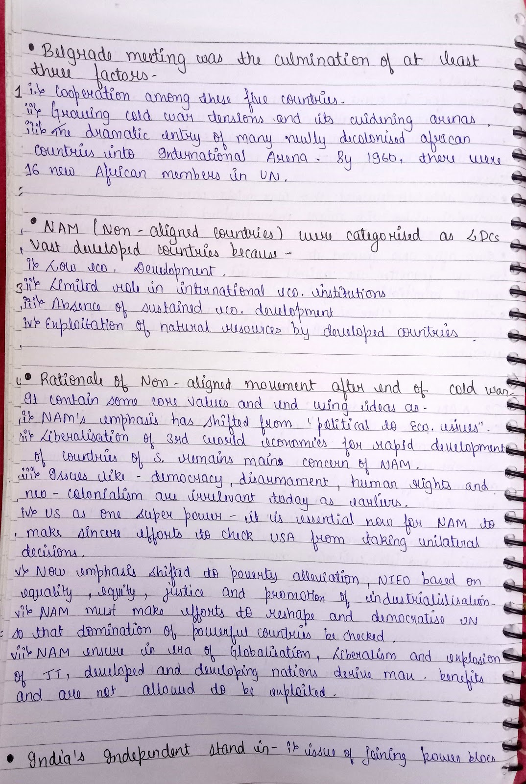 handwritten notes of The Cold War Era - [Political Science] class 12th ...