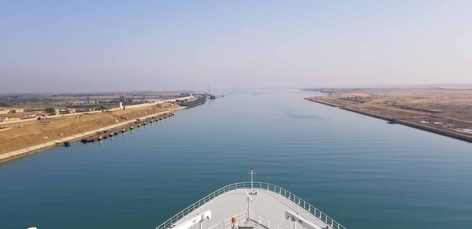 Transiting the Suez Canal today onboard the QM2, connecting the Red Sea ...