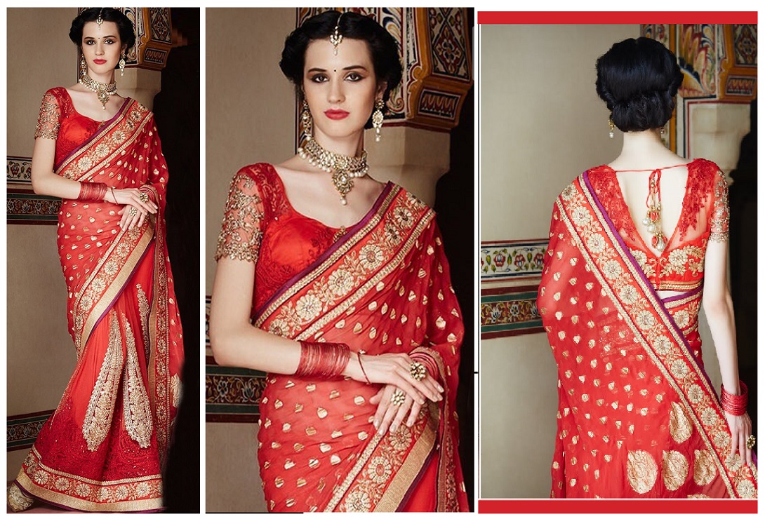 JAYSAREES BLOG WORLD: Dazzling Red Hot Heavy Work Saree