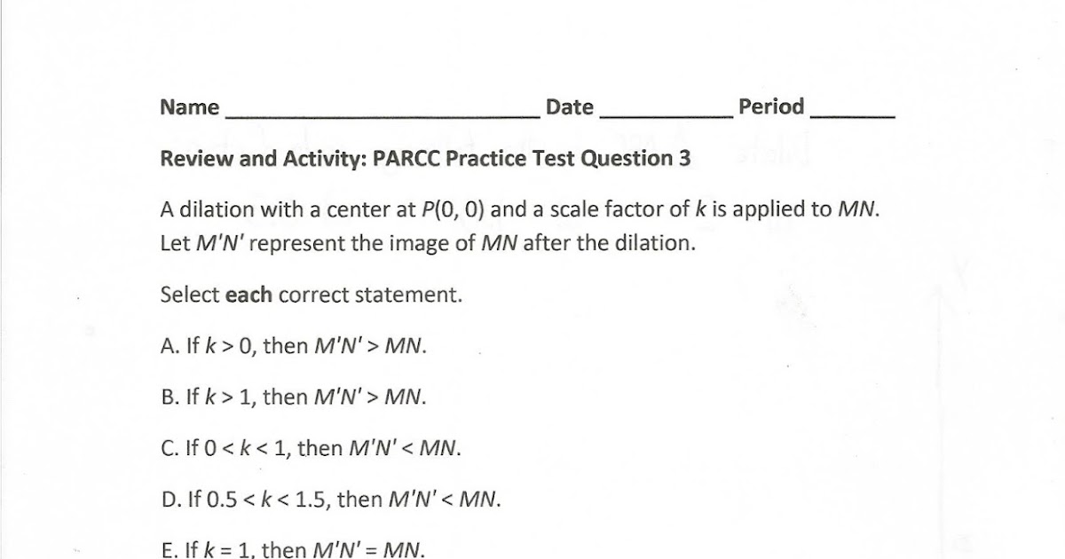 Geometry, Common Core Style: PARCC Practice Test Question 3 (Day 146)