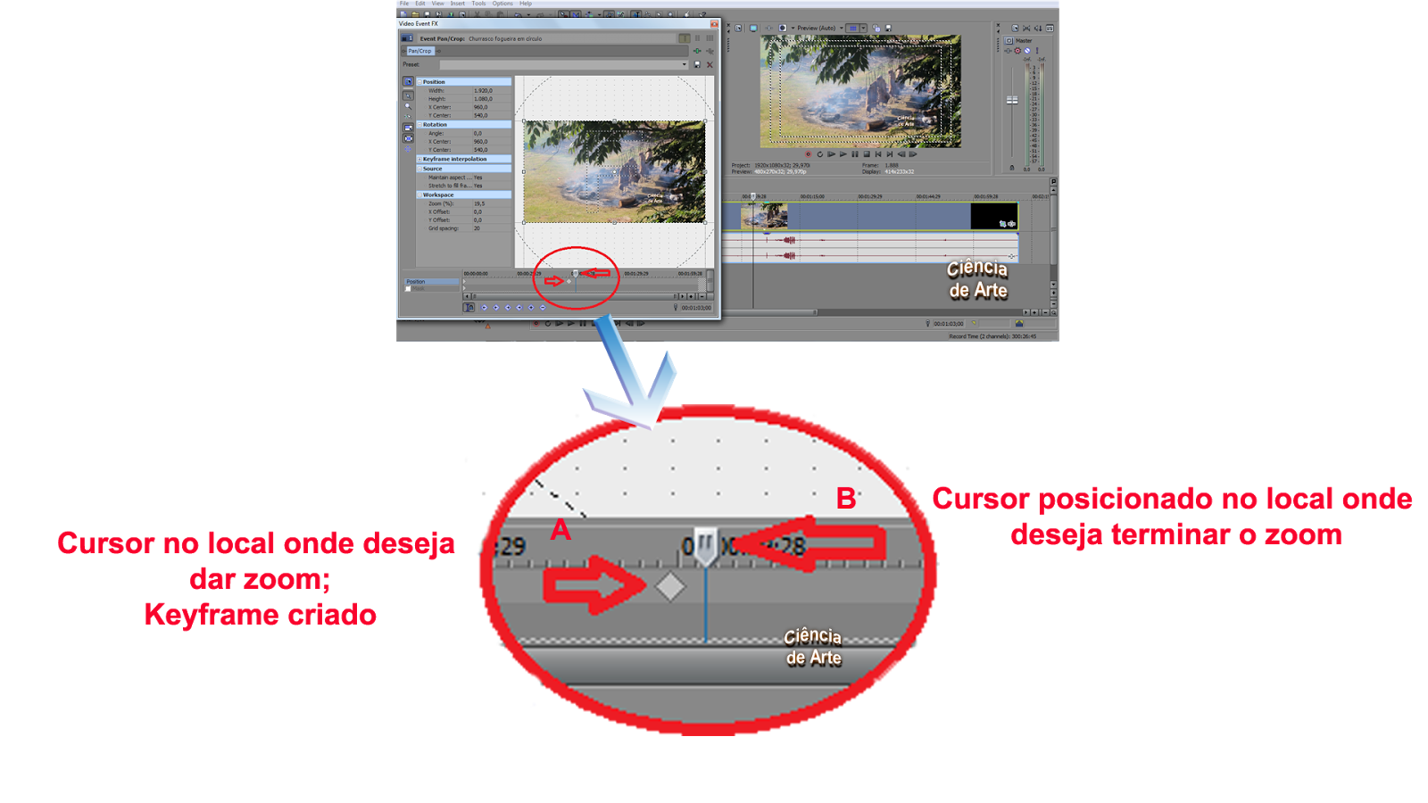 Como dar zoom em uma determinada parte do vídeo com o Sony Vegas (com ...