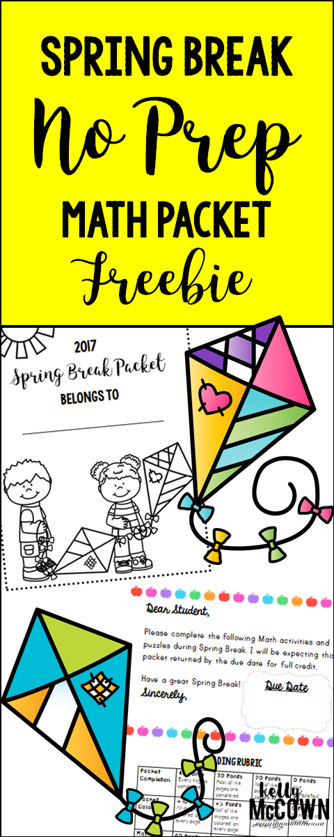 Kelly McCown: FREE Spring Break Math Packet
