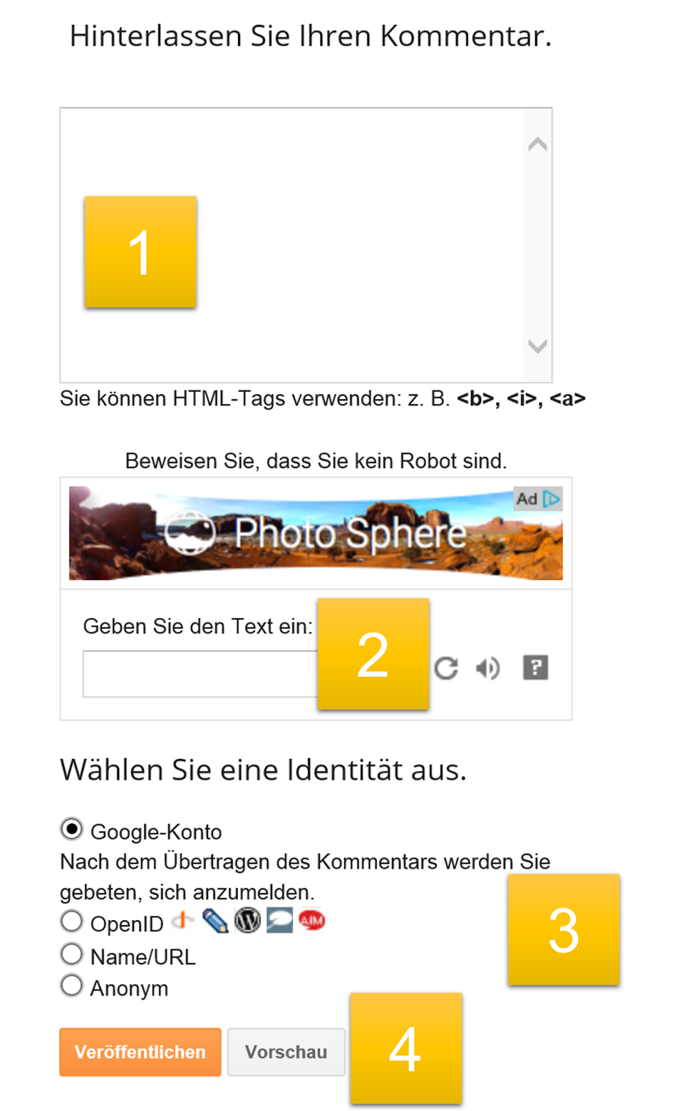 Singlager: Anleitung: Kommentar veröffentlichen