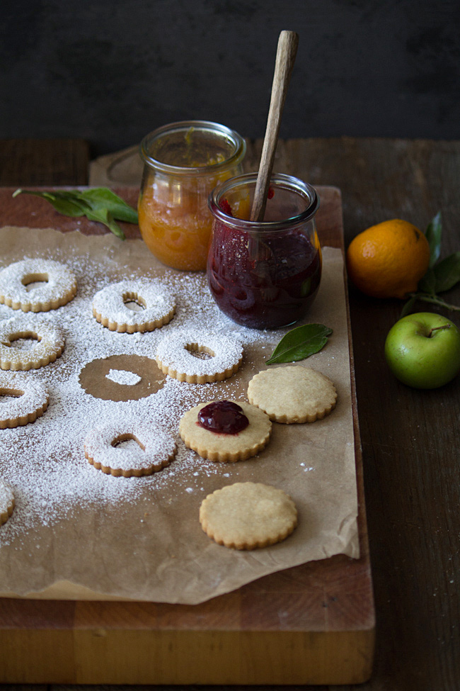 linzer cookies with homemade jam - A Bit Wholesomely