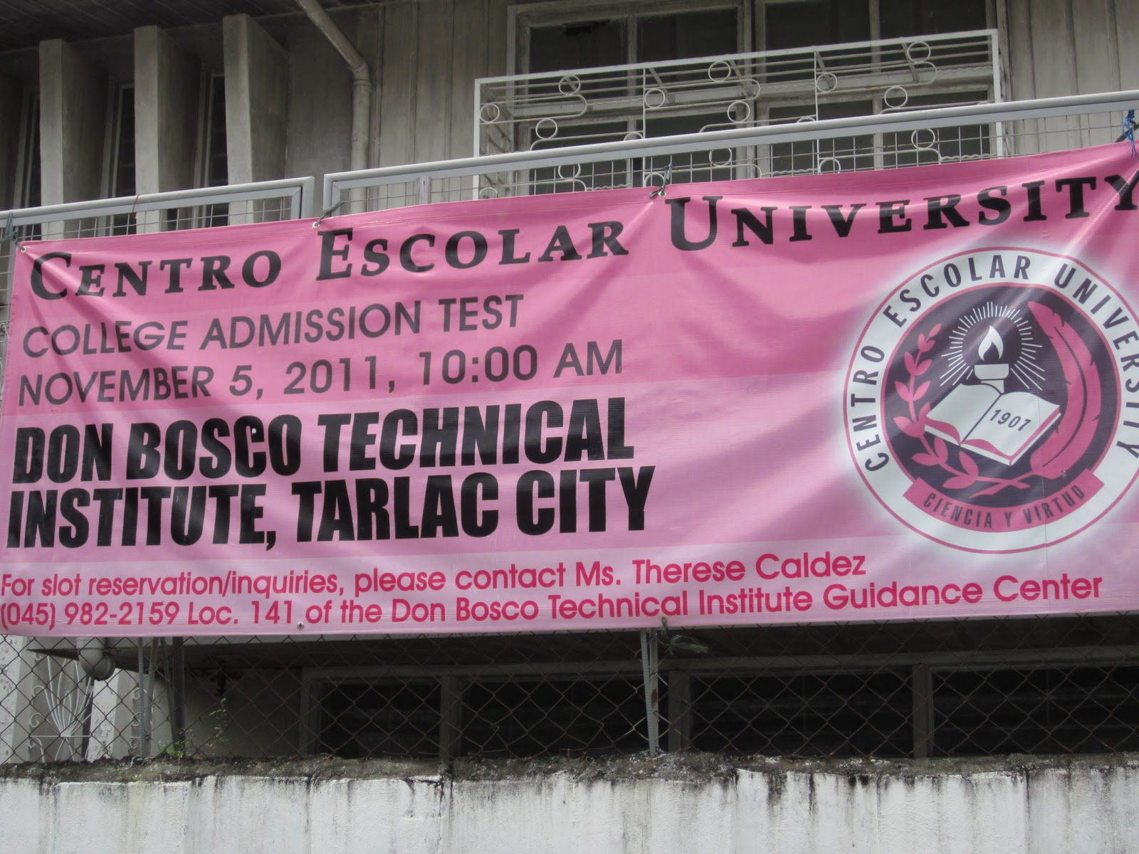 IN THE SILENCE OF MY HEART: OFF - CAMPUS ENTRANCE EXAMS DON BOSCO, TARLAC
