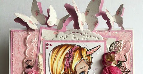 Oddball Digital Stamps by Lizzy Love: Moondrop Card in Pink