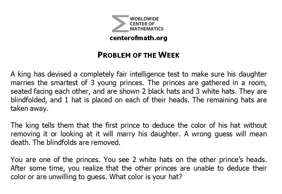 The Center of Math Blog: Problem of the Week