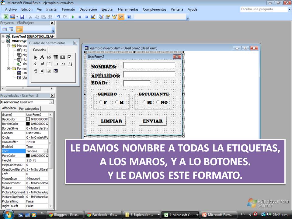 .. ExcelL aPlLicaTiioOns ..: FORMULARIO CON BOTONES DE OPCION