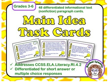 Simply Skilled in Second: Mastering Main Idea using Task Cards