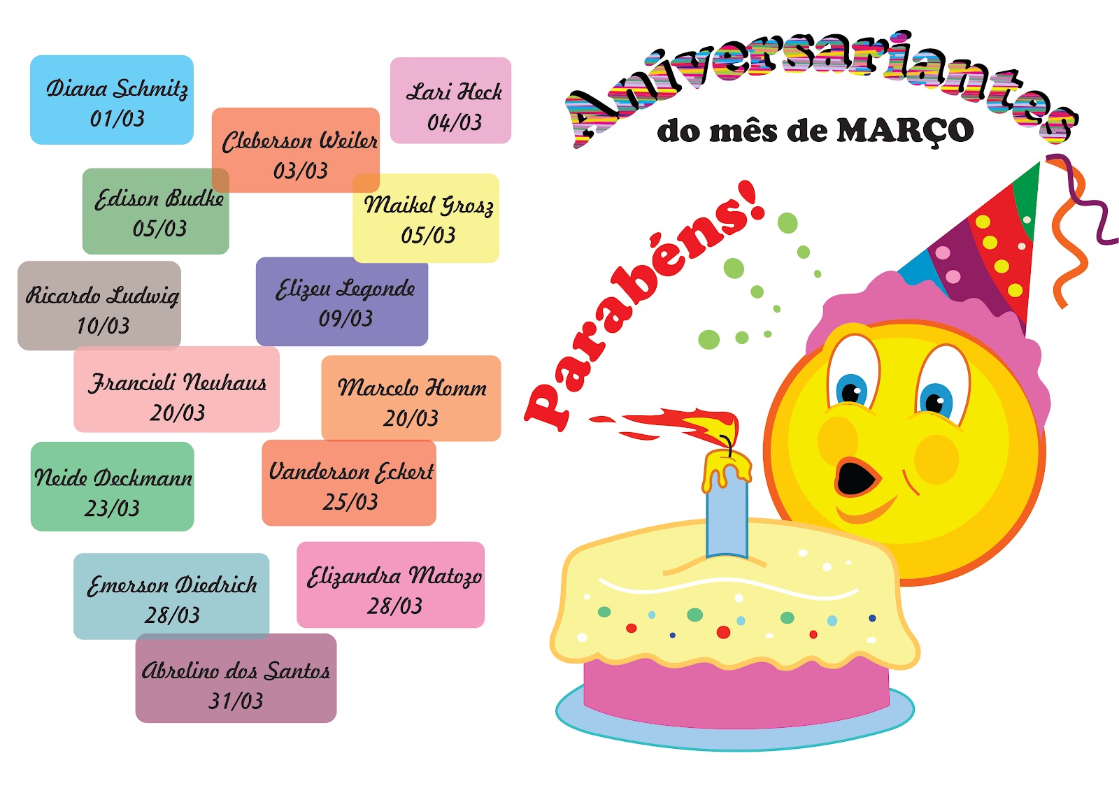 BLOG da ANA: Cartaz Aniversariantes