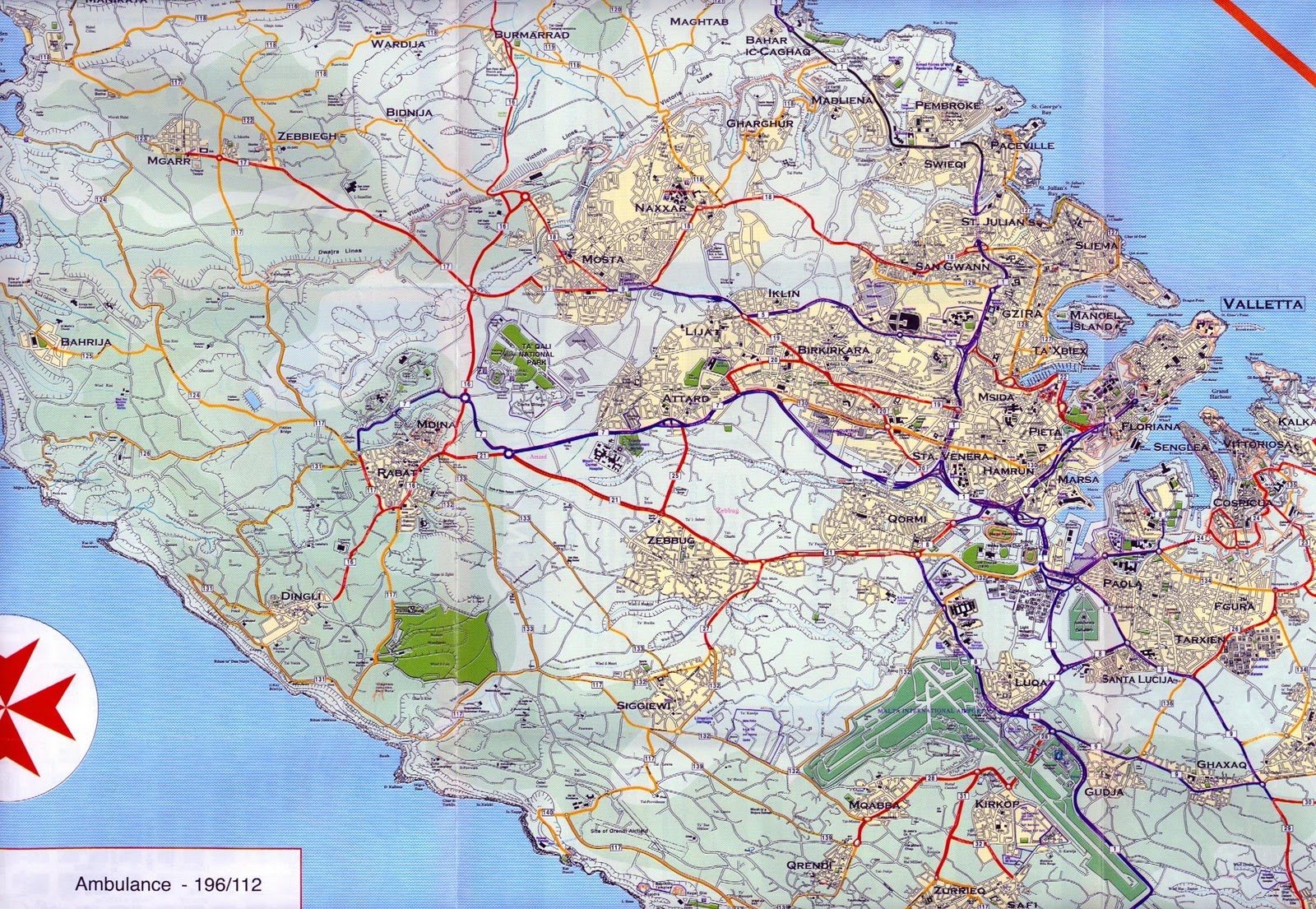Samolotem i autobusem przez Europę: Mapa Malty, Gozo i Comino: Valletta ...