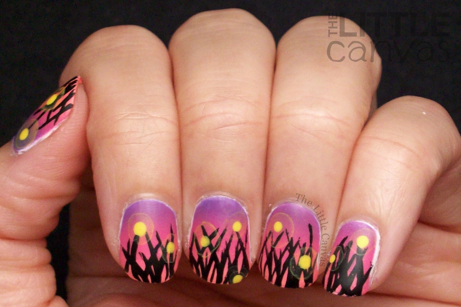 Lightening Bug Nail Art Inspired by Chalkboard Nails - The Little Canvas
