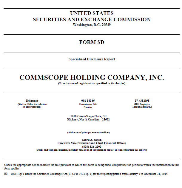 Conflict Minerals Report: Conflict Minerals Report of CommScope Holding ...