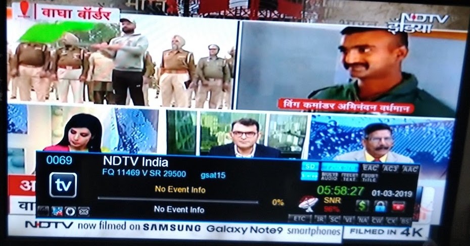 NDTV India News Channel added on DD Free Dish at Channel No.45