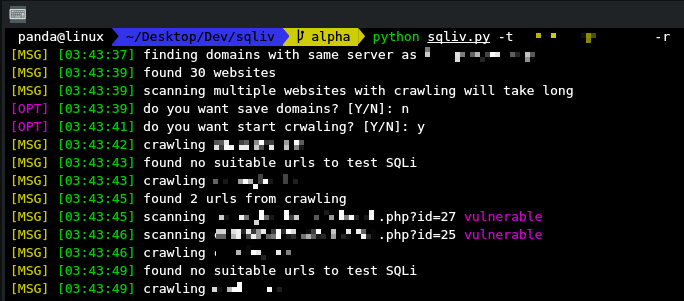 SQLiv - Massive SQL Injection Vulnerability Scanner
