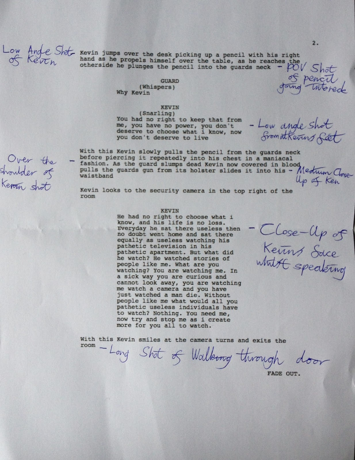 Martin Stewart Film Studies Coursework: Final Draft of Script with Shot ...