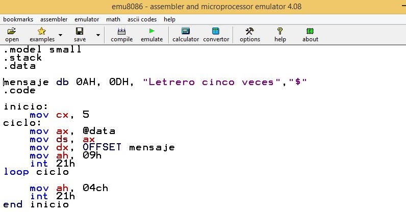 Alan: Loop en emu8086