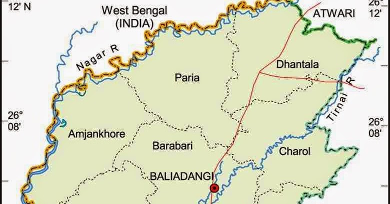 Baliadangi Upazila Map, Thakurgaon District, Bangladesh