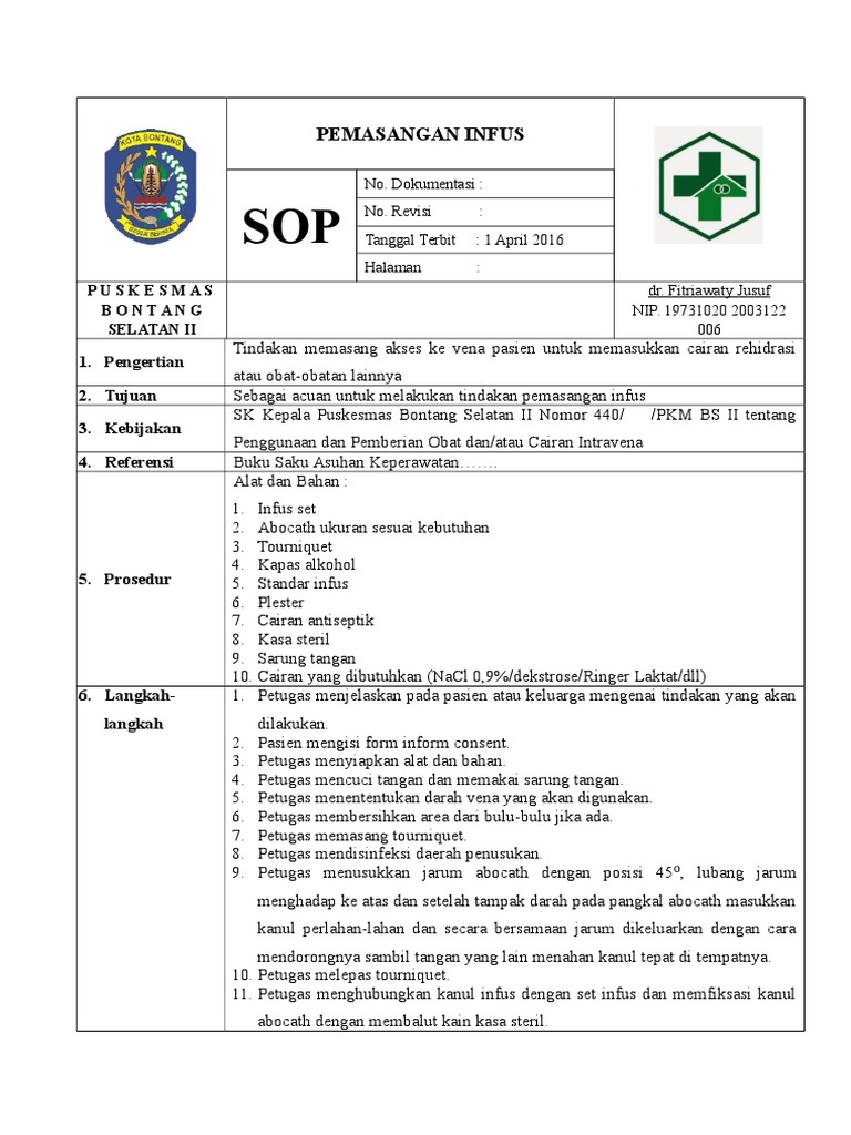 sop pemasangan infus - wood scribd indo