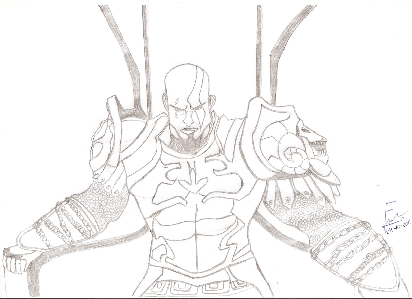 Kratos God Of War 3 - Free Coloring Pages