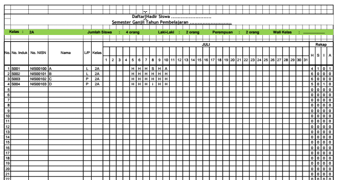 Aplikasi Rekapitulasi Absensi Siswa Otomatis | FileNya
