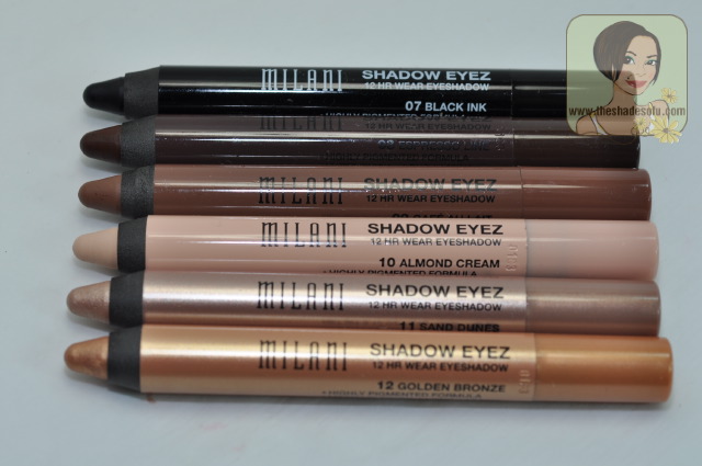 Milani Shadow Eyez 12-Hour Wear Eye Shadow Pencil Swatches, Review ...