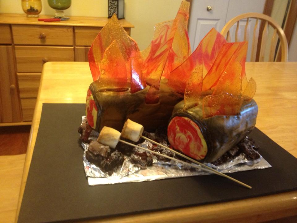 Dorinda's Cake Design: Campfire Cake with Sugar FLAMES