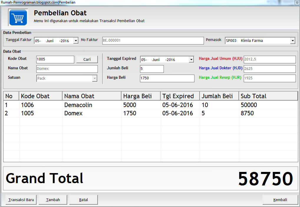 Aplikasi Pembelian Barang Dengan Visual Basic 6.0 - RAJACODING.ID