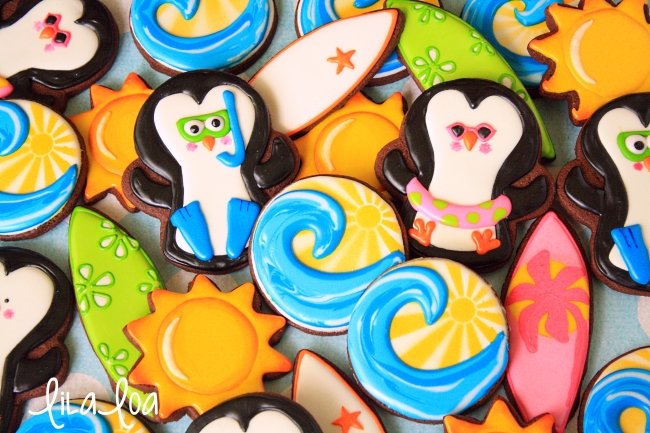 Decorated Ocean Wave Cookies