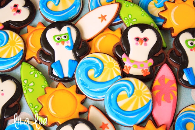 Decorated Ocean Wave Cookies
