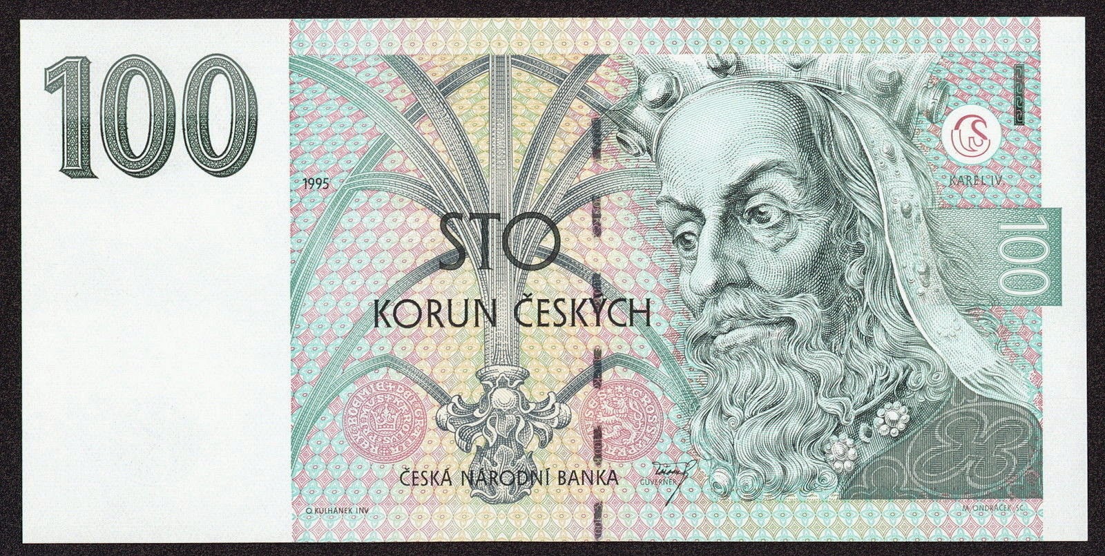 Czech Currency 100 Czech koruna banknote 1995 King Karel IV|World ...