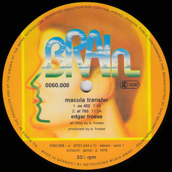 johnkatsmc5: Edgar Froese (Tangerine Dream) "Macula Transfer" 1976 ...