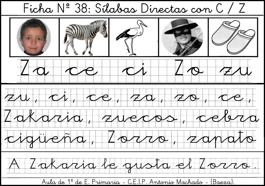 Prim-Erizos: Cartilla de Lectura - Sílabas Directas z / c