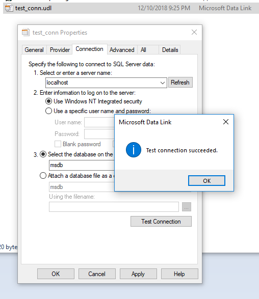 kpitsimpl: .udl for DbConnection Check
