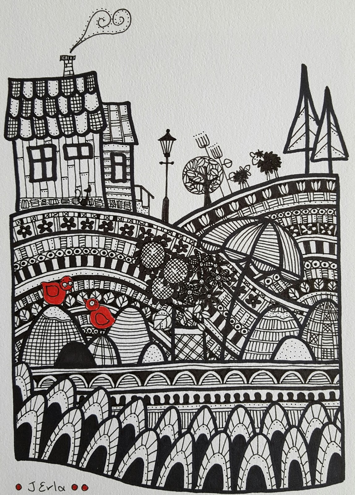 Kreativt i Tjärnbacken: Nya tuschteckningar