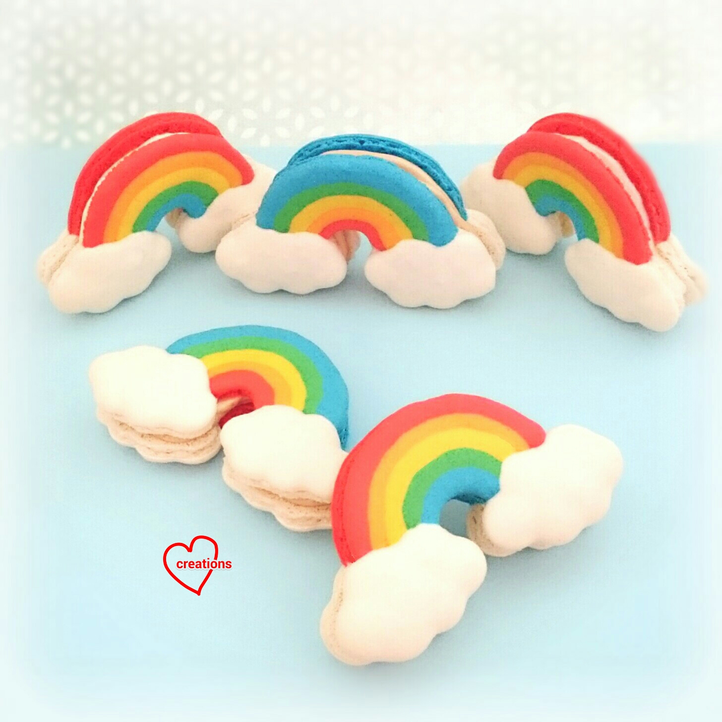 Loving Creations for You: 'Rainbow on Clouds' Salted Caramel and Lemon Macarons