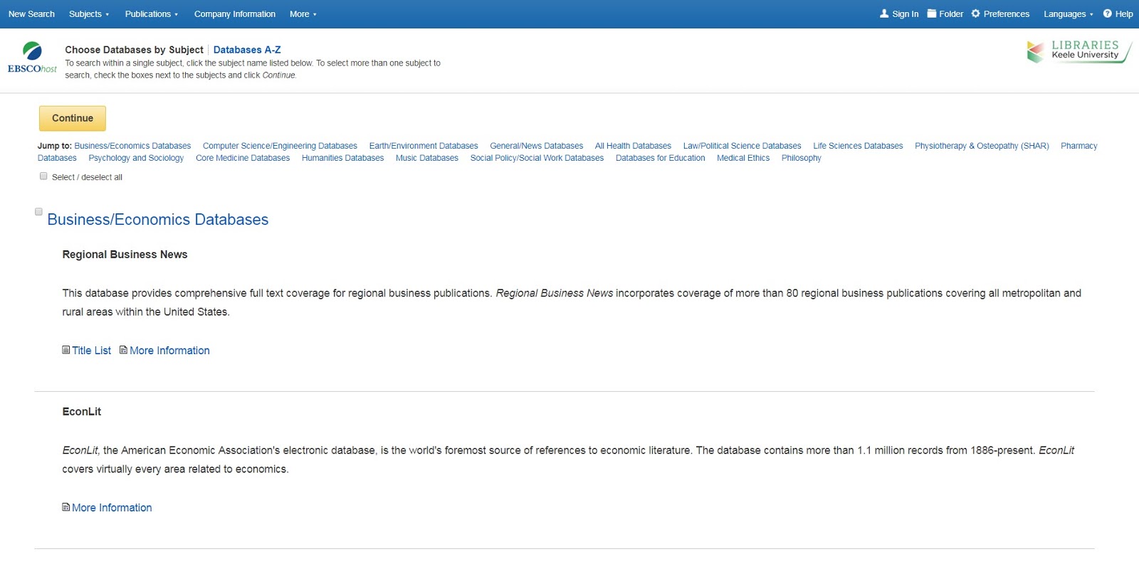 Keele Library Latest: Changes to EBSCO Databases