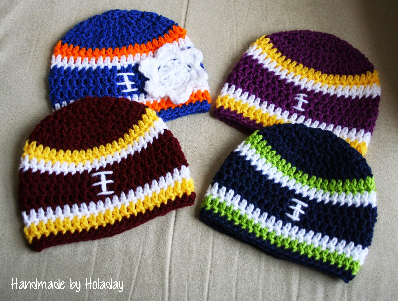 Handmade By Holaday: Crochet Football Beanie