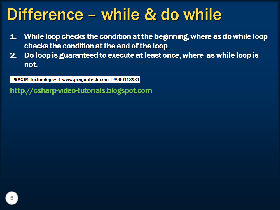 Sql server, .net and c# video tutorial: Part 13 – Loops in C# - while loop