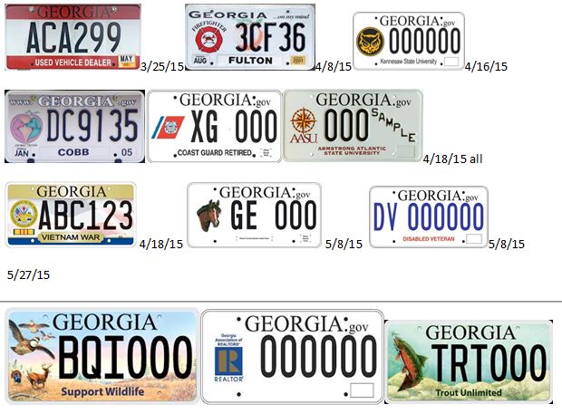 JimBob's License Plates : Georgia Plates